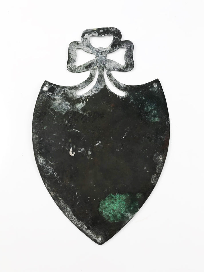 Antique French Plaque Shield Shaped Silver over Copper with Crown and ...