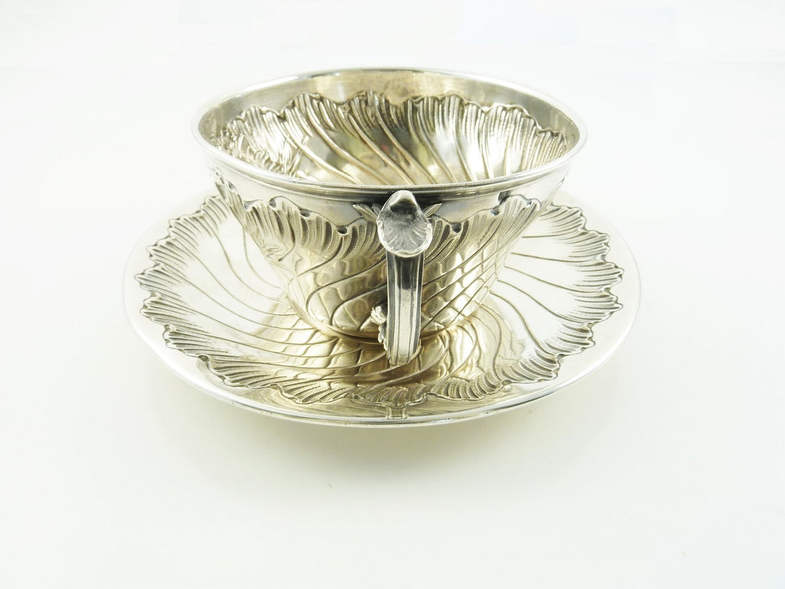 Antique French Sterling Silver Cup and Saucer, Chocolate or Coffee, Ra ...