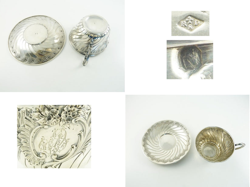 Antique French Sterling Silver Cup and Saucer, Chocolate or Coffee, Ra ...