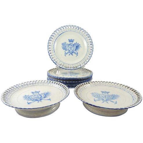 French Faience Pottery Desssert Set by Emile Galle